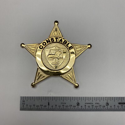 Constable Badge Gold Star W/Lion & Scales - Thread & Rod &pin Stay ...