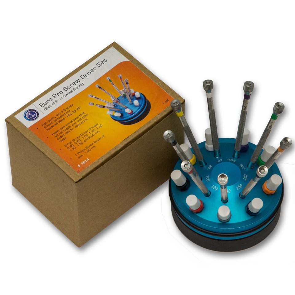 EURO PREMIUM Watchmakers hardened watch screwdrivers set on stand ...