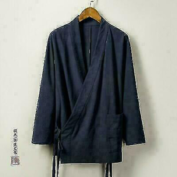 Hanfu Men's Jacket Cotton Linen Tops Coat Casual Zen Suit Retro Loose ...