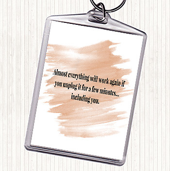 Watercolour Everything Works Again If You Unplug It Quote Keyring | eBay UK