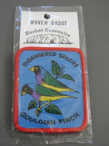 bird souvenir woven patch GOULDIAN FINCH endangered species | eBay