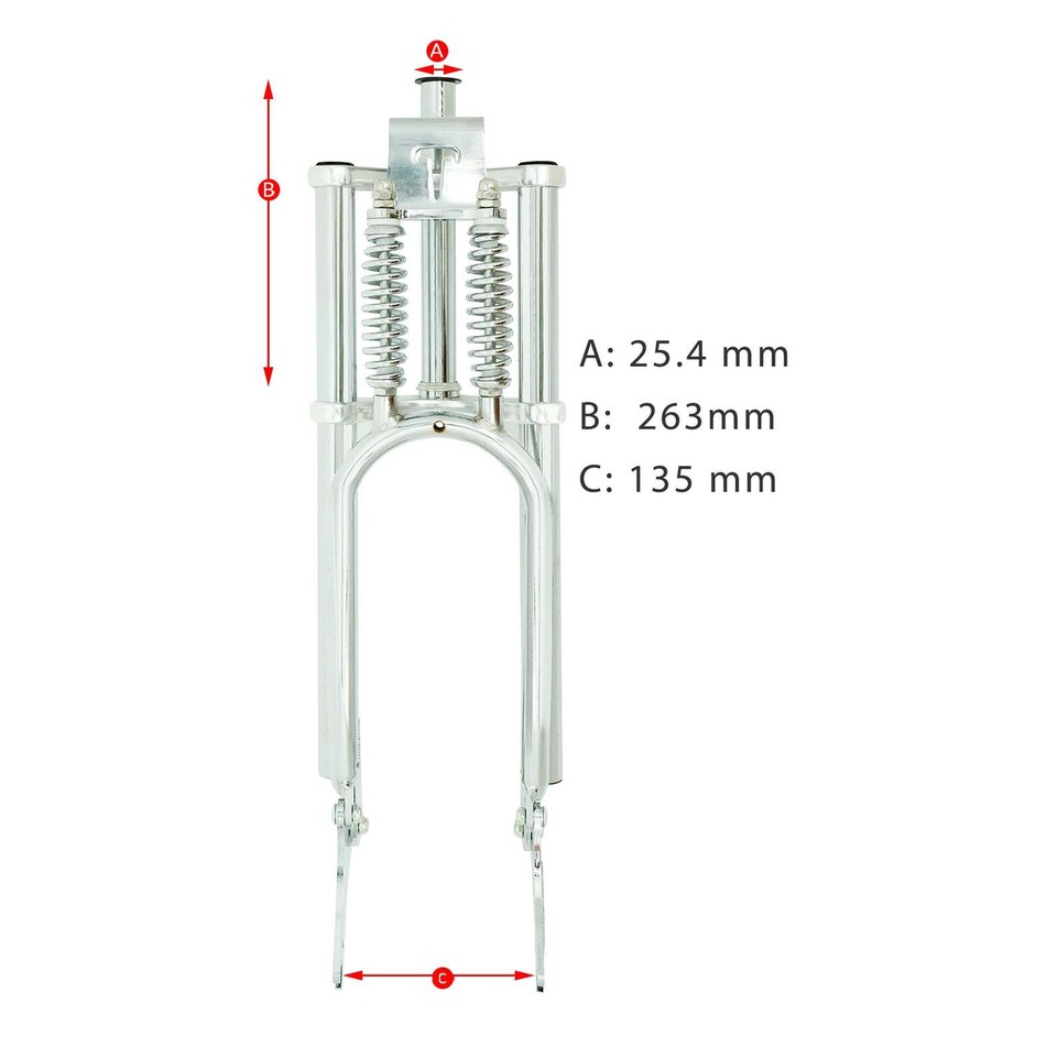 FAT 26" Dual Classic Springer Triple Tree Fork 1" Threadless Disc Brake ...
