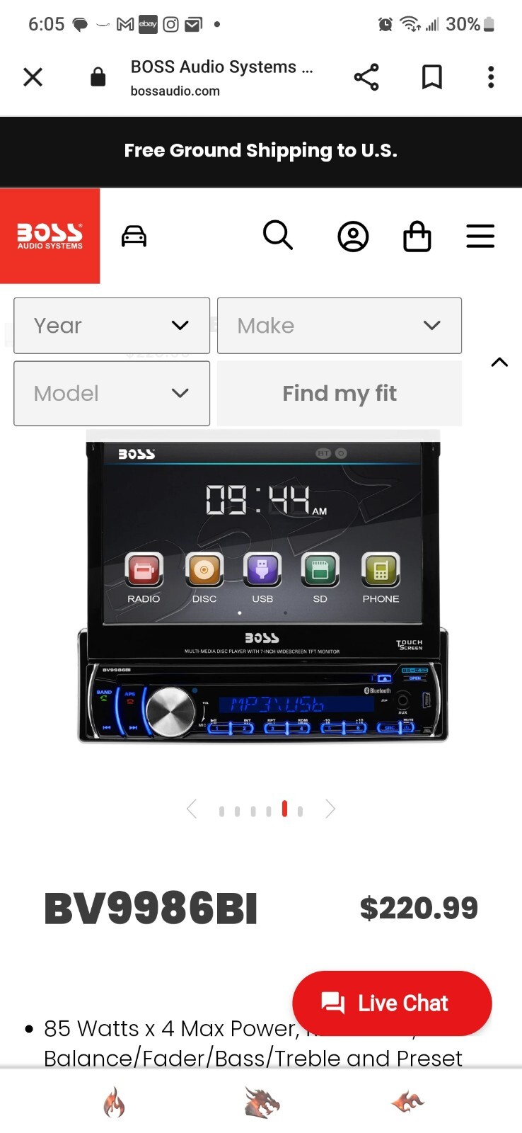 Boss BV9986BI 7 inch Car DVD Player for sale online | eBay