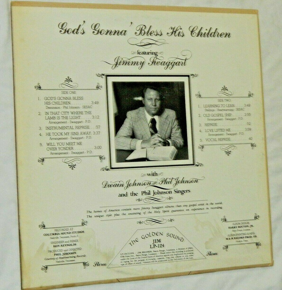 Jimmy Swaggart God's Gonna' Bless HIs Children 1976 # LP-124 GOSPEL ...
