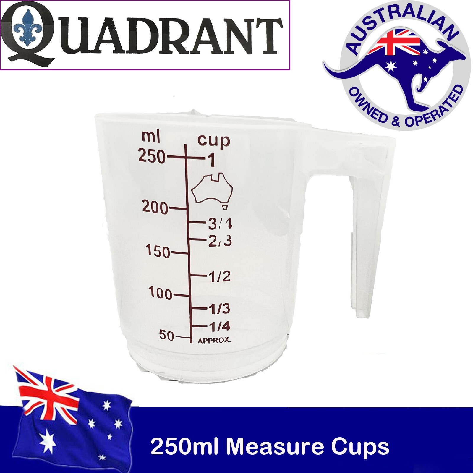 QUADRANT 250ml Measure Cups Plastic Liquid Measuring Cups Made in ...