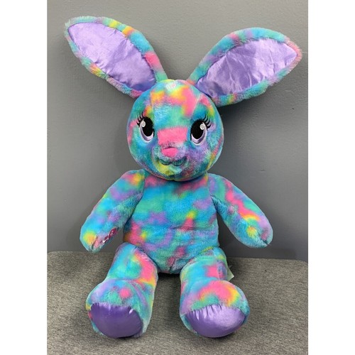 BAB Build A Bear Workshop Rainbow Bunny Plush Tie Dye Rabbit 16 ...