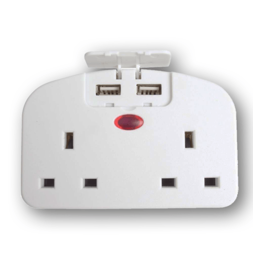 Twin UK to USA US 3 Pin Travel Plug Power Mains Adaptor - White with 2 ...