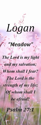 Logan "Meadow" Keepsake Name Meaning Bookmark with Bible Verse and ...