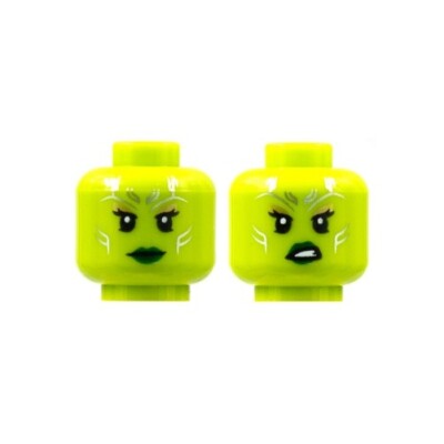 LEGO - Minifig, Head Female w/ Silver Tattoos & Dark Green Lips ...