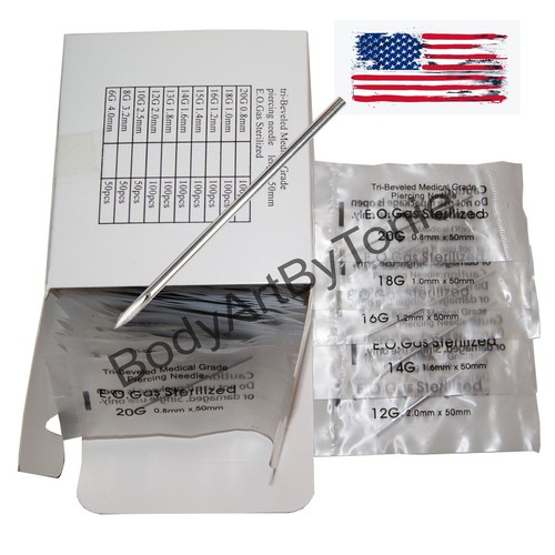 100 Piercing Needles Gauge Hollow Point Tri Beveled | eBay
