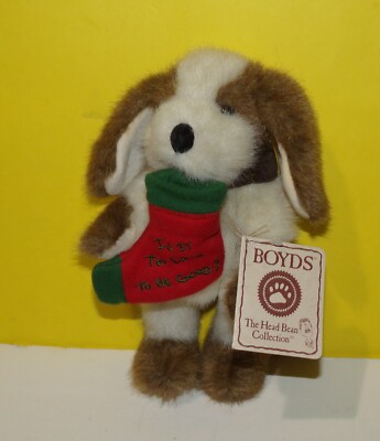 Boyds Bears Piddles Dog Teddy Bear Soft Plush Toy Retired 8" Christmas ...