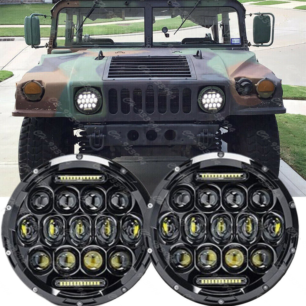 Pair 7" LED Headlights Military Truck Hummer M998 M923 M35a2 24v Humvee ...