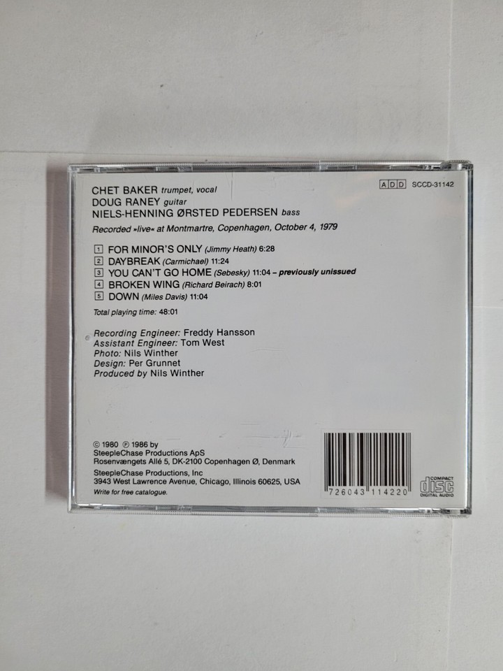 Chet Baker Trio CD / Daybreak Jazz SCCD-31142 SteepleChase Free Shipping 726043114220 | eBay