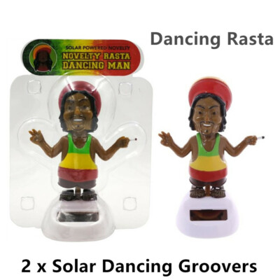 2x Solar Powered Groover Dancing Rasta Gift Car Home Decor Novelty ...