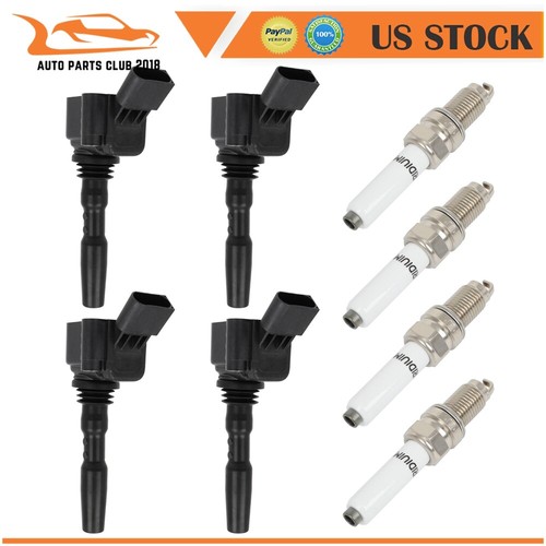 4Pcs Ignition Coils & Spark Plugs For Volkswagen Jetta 14-21 Seat Leon ...