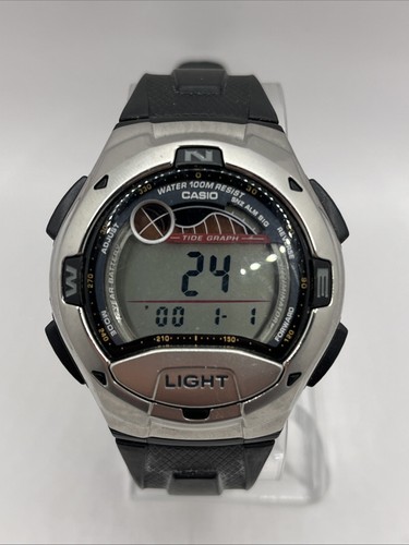 Casio Tide Graph Men's Watch 5 Alarms, 100 Meter WR Dual Time W-753 New ...