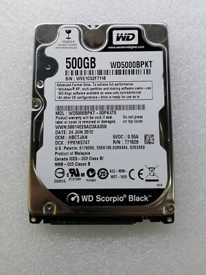 WESTERN DIGITAL 500GB 7.2K RPM SATA II 2.5 INCH (WD5000BPKT-00PK4T0) | eBay