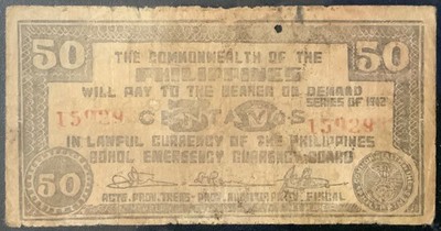 1942 PHILIPPINES-BOHOL EMERGENCY PAPER MONEY - 50 CENTAVOS BANKNOTE! | eBay