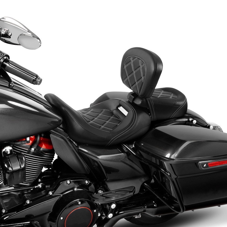 Two-Up Driver Passenger Seat & Backrest Fit For Harley Road Street ...