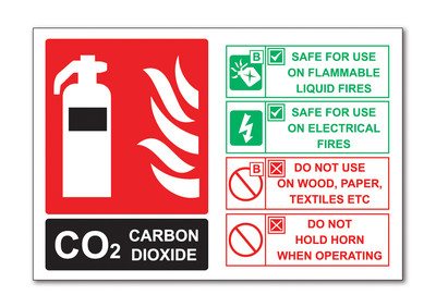 2 x CO2 EXTINGUISHER USAGE- EMERGENCY INSTRUCTIONS STICKERS SAFETY A5 ...