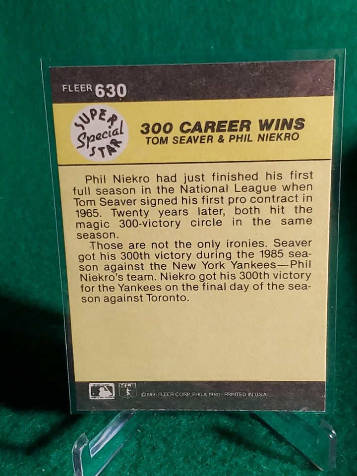 1986 Fleer #630 Tom Seaver Phil Niekro White Sox Yankees | eBay