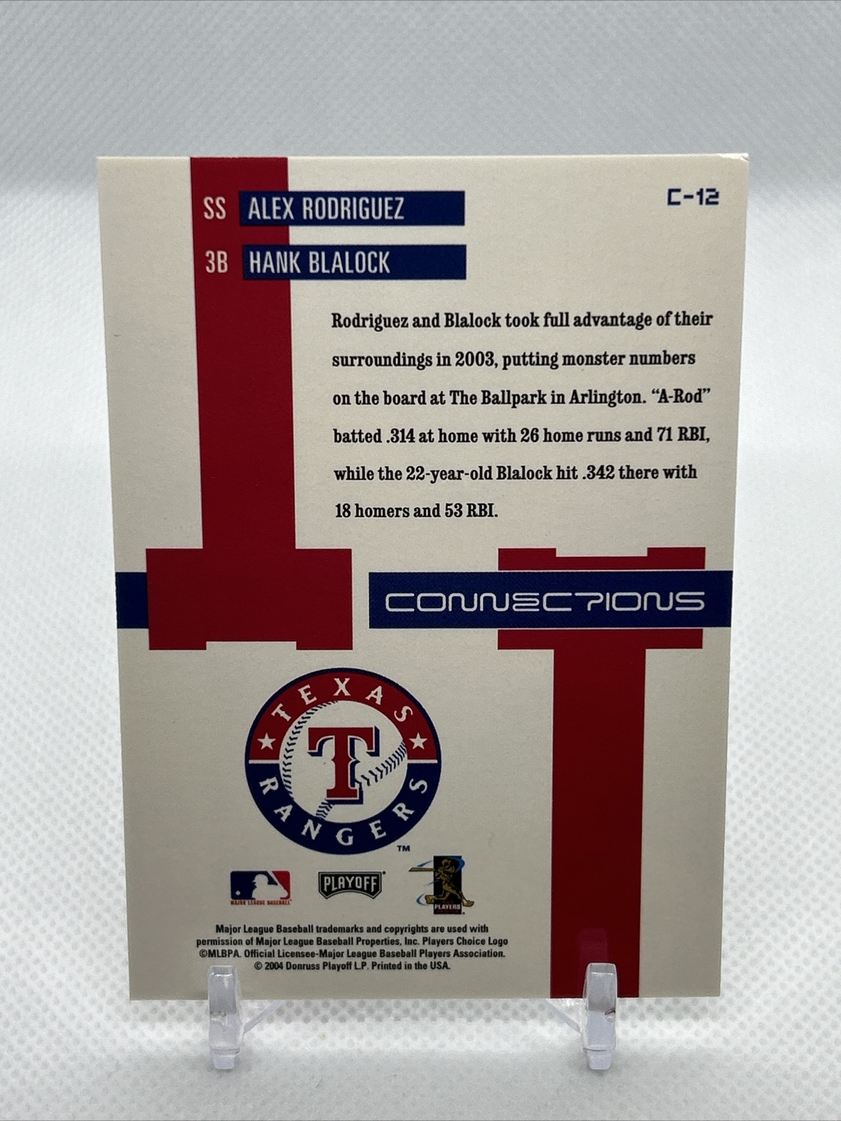 2004 Playoff Prestige - Connections #C-12 Alex Rodriguez, Hank Blalock ...