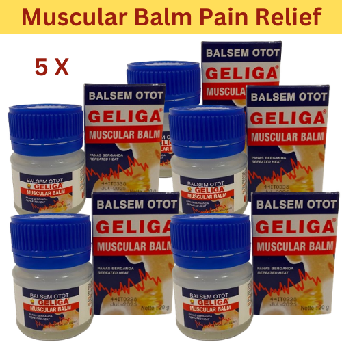 🔥NEW🔥 5 x Geliga muscular Balm Balsem Otot Geliga 40gr Neck Muscle Pain ...