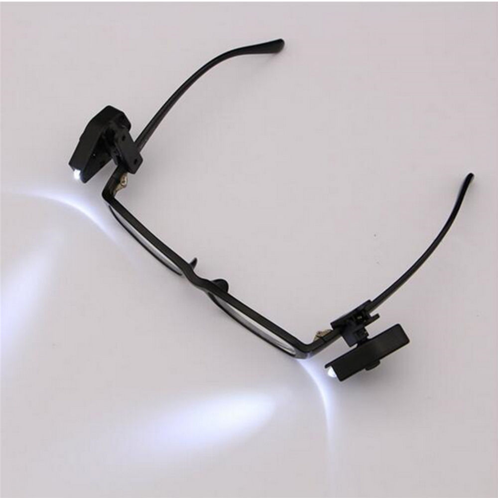 Flexible LED Light Clip On Glasses Torch / Lamp Safety Reading Glasses ...