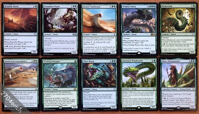Set of 10 Big Green Wurm Creatures Tribal (English Magic MTG) Pelakka ...