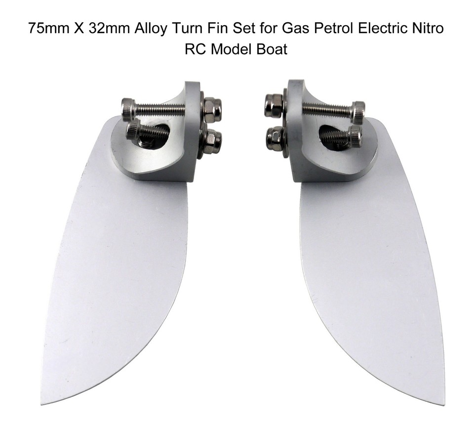 75mm X 32mm Alloy Turn Fin Set for Medium Electric Nitro Gas RC Model ...
