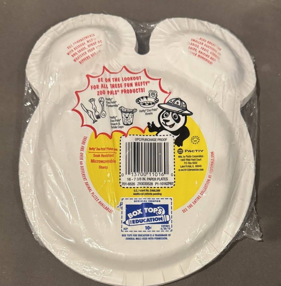 Hefty Zoo Pals Kids Paper Plates Original 2006 Vintage Assorted 16 Pack ...