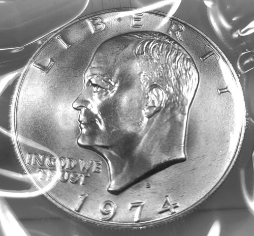 1974 S IKE Eisenhower 40% Silver Dollar US Coin Blue Ike Brilliant ...