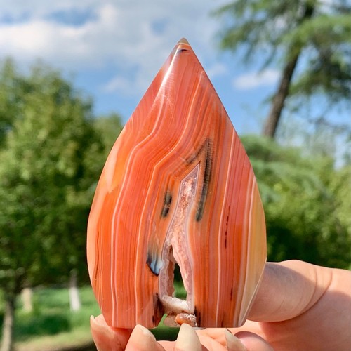 80G Natural Red striped agate crystal Drop shaped quartz healing | eBay
