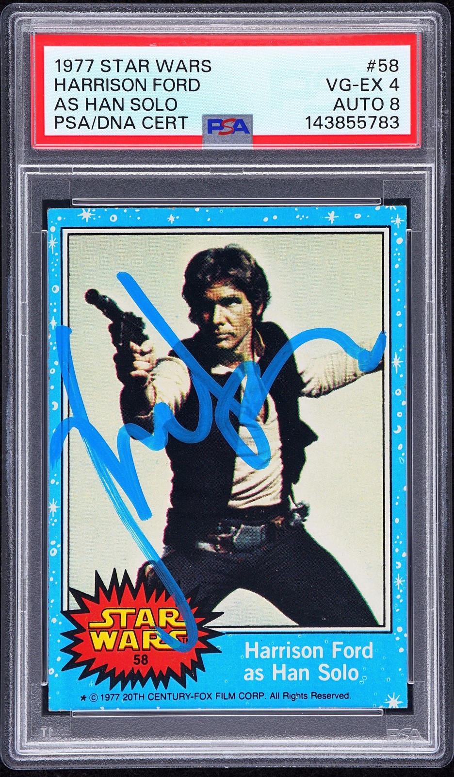 1977 STAR WARS #58 HARRISON FORD AS HAN SOLO PSA 4 DNA AUTO 8 | eBay