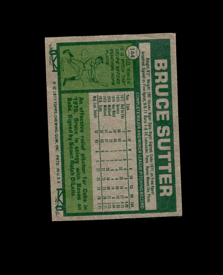 1977 Topps 144 Bruce Sutter RC POOR #D1,416369 | eBay