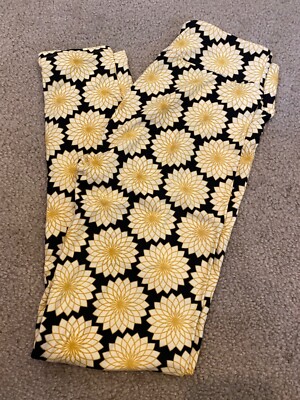 NEW LULAROE OS SPRING BlackBACKGROUND yellow Daisy HAWAIIAN Flowers ...