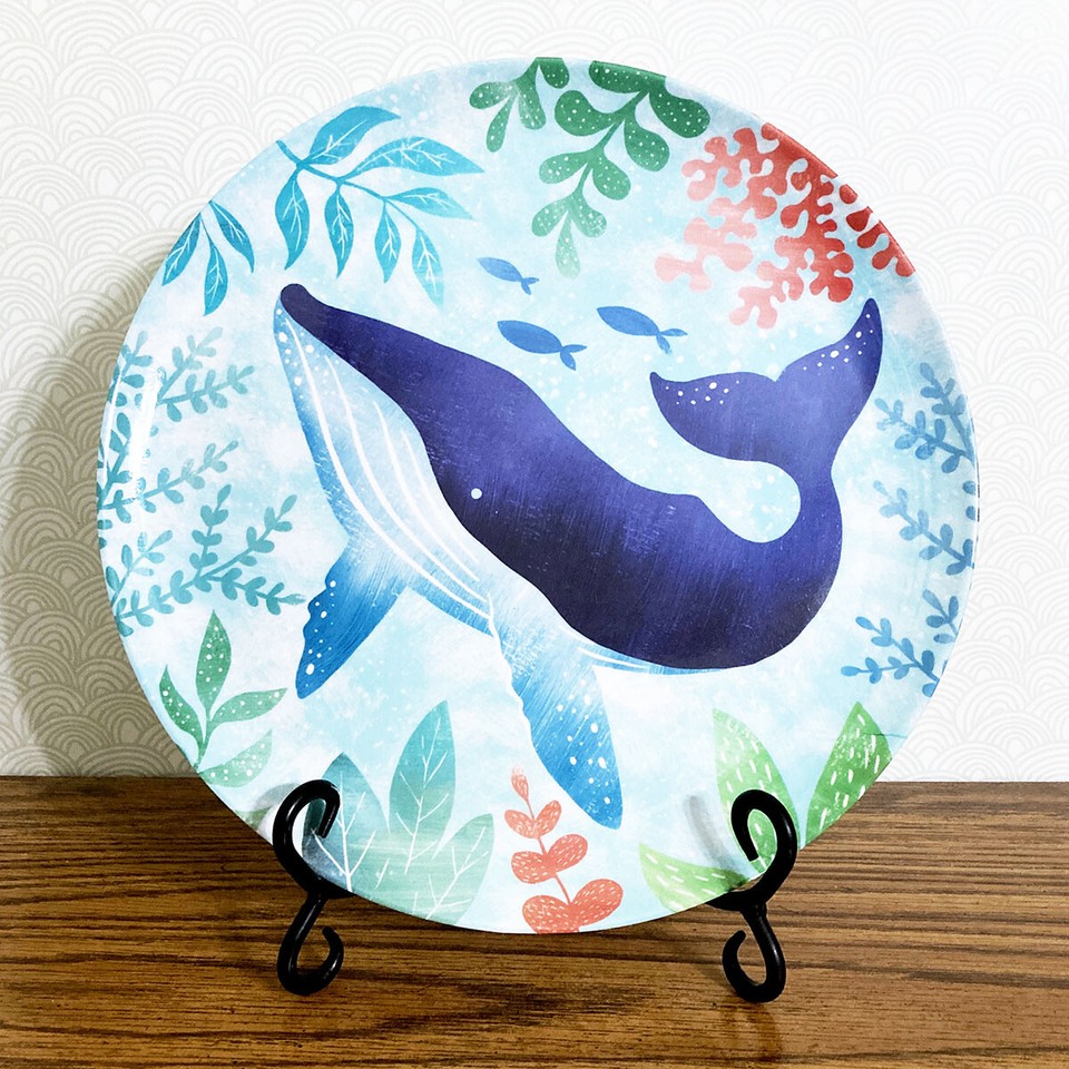 Sea Life Plates Set 4 Melamine 11" Indoor Outdoor Beach Nautical | eBay