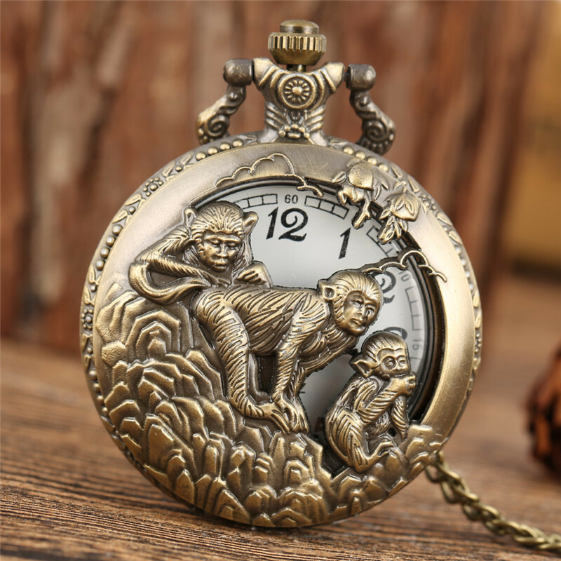 Retro Pocket Watch Chinese Zodiac Quartz Half Hunter Unique Design for ...