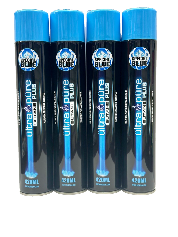 12 Cans Special Blue Butane - 12x Butane ULTRA PURE 420ml w/metal tips ...