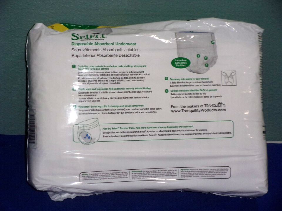 Select Disposable Absorbent Underwear Adult Small (80-125 lbs), 22 ...