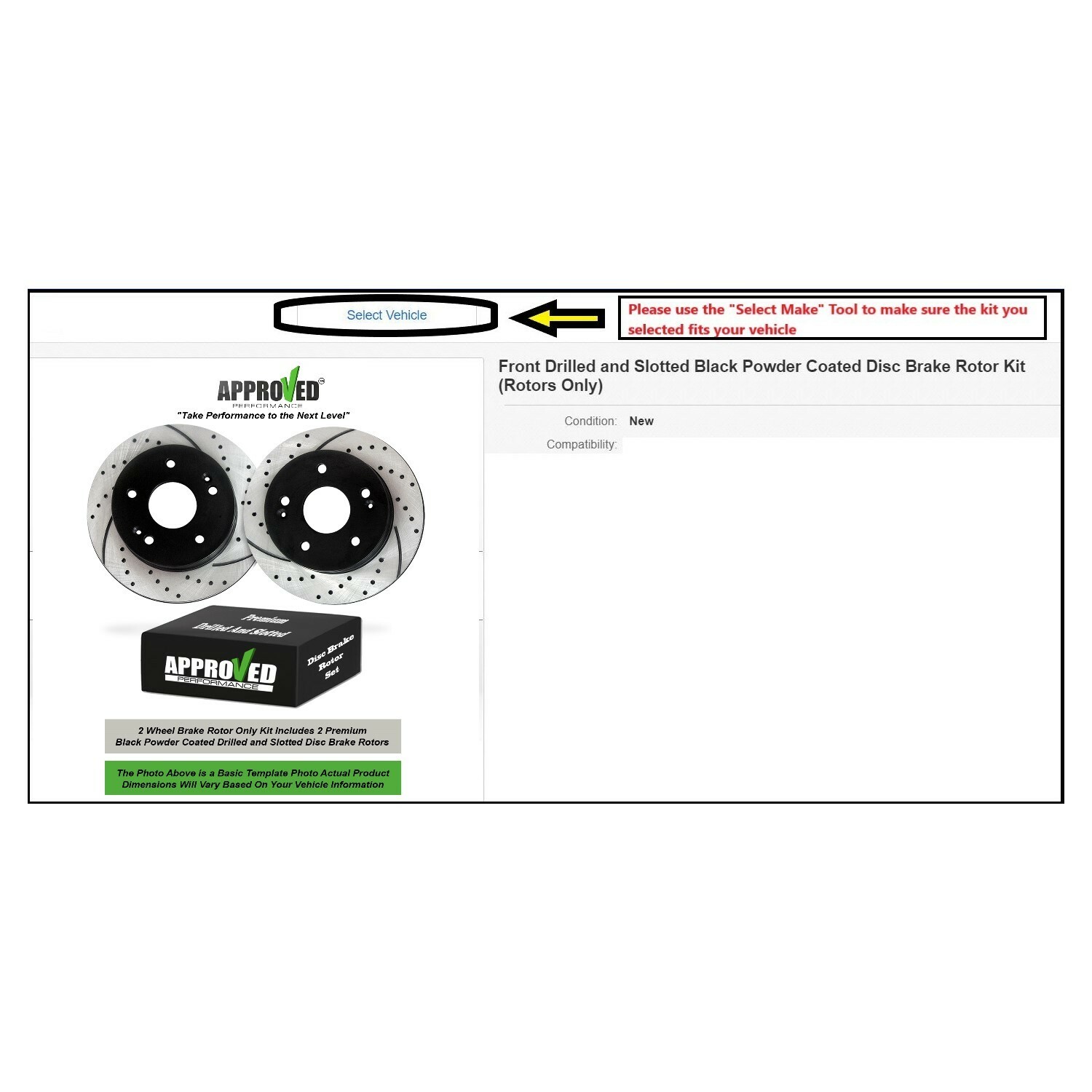 Front Set Premium Drilled and Slotted Disc Brake Rotors (Brake Rotors ...