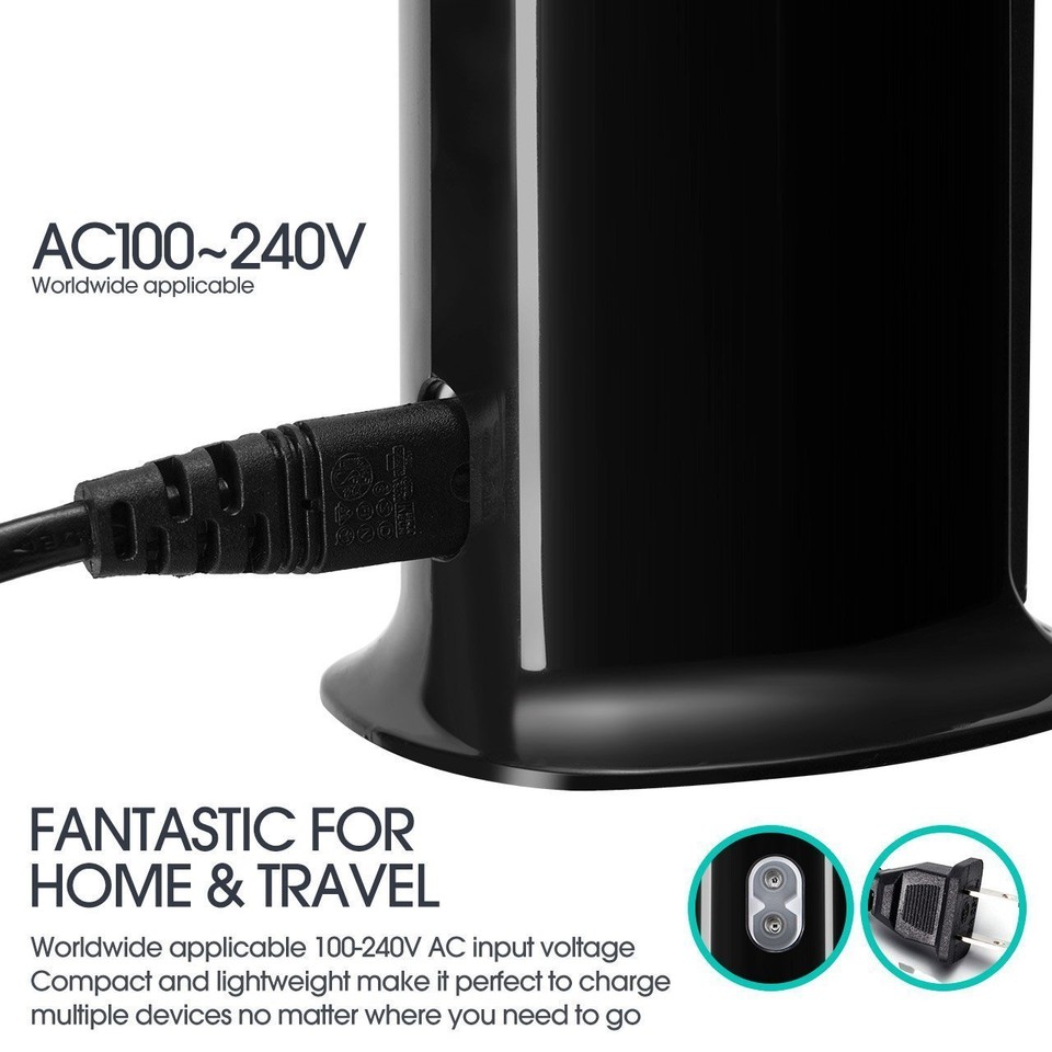 6 Multi USB Port Adapter Desktop Charger Rapid Tower Charging Station ...