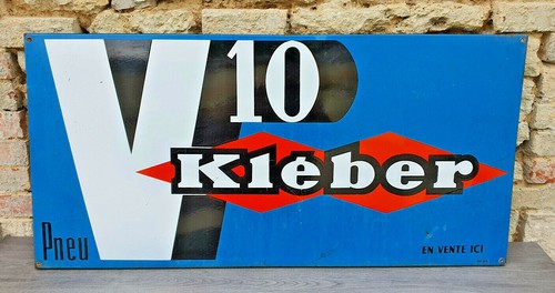 Vintage Large Enamel Advertising Sign Kleber 10 Tire Hexa | eBay UK