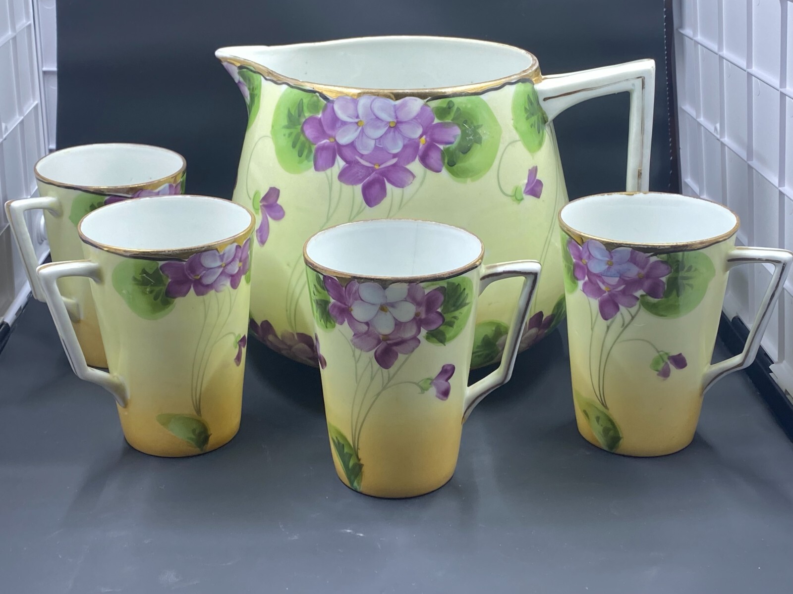 Vintage 7 PC NIPPON HAND PAINTED LEMONADE SET PITCHER & 3 CUPS | eBay