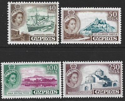 Cyprus 1955-60 QEII Part Set 40m to 250m Values SG.182/185 Mint (Hinged ...