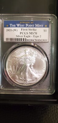 Perfection! 2021-W PCGS MS70 Type 2 Silver Eagle | eBay