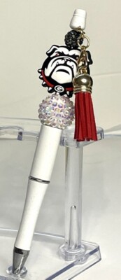 Georgia Bulldog Red and black Beaded silicone & Rhinestone bead Pen | eBay
