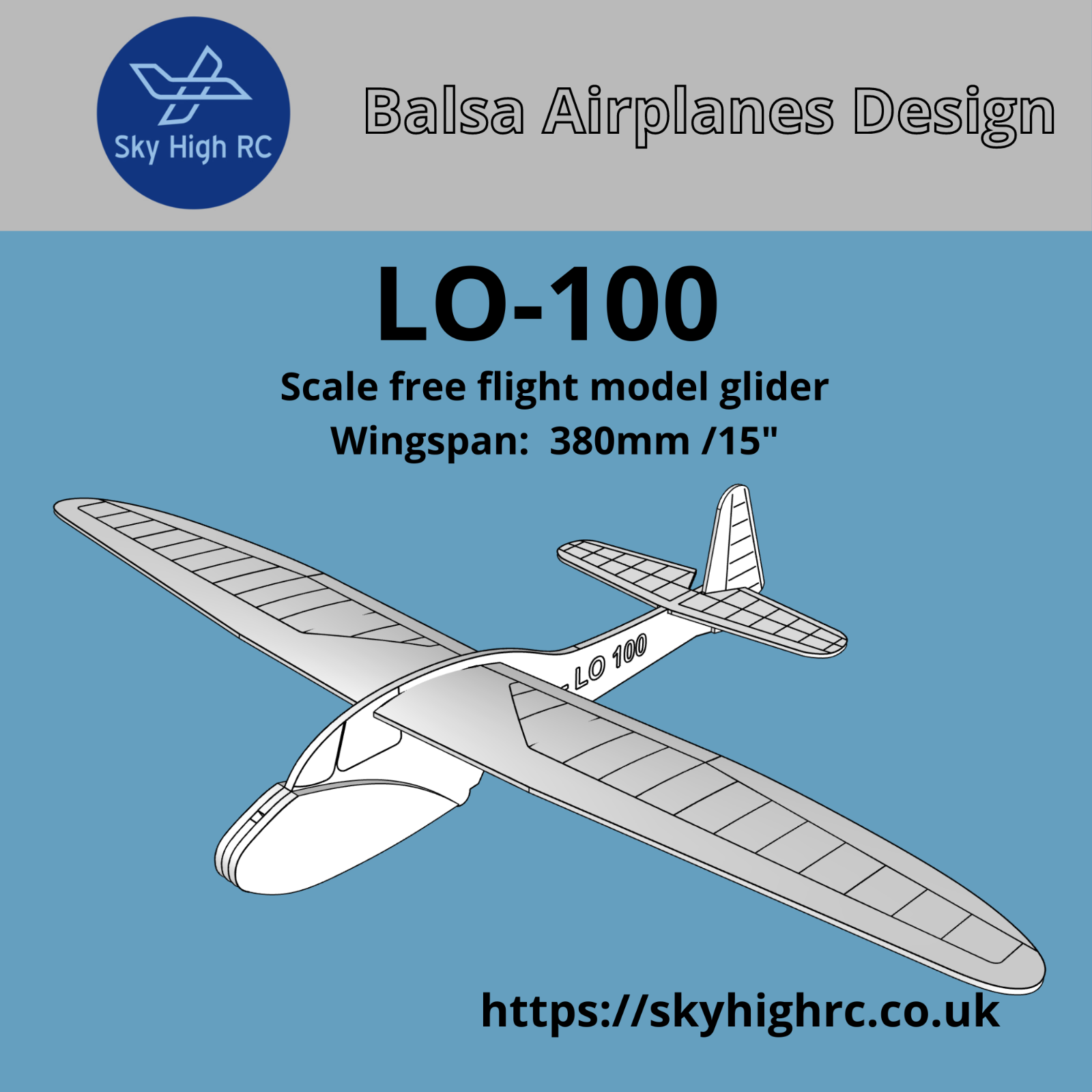 LO-100 Glider Scale free-flight model glider ~ Laser-cut balsa kit ...