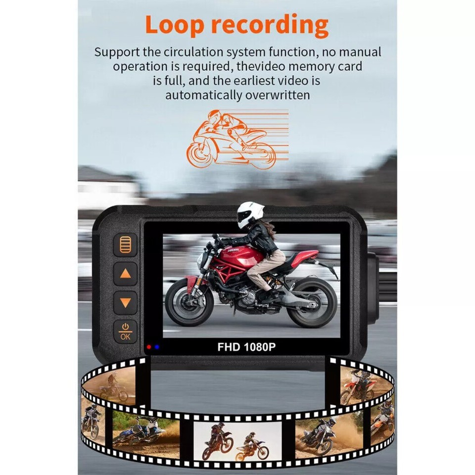 3" HD 1080P Motorcycle Dash Cam DVR Camera Waterproof Recorder Front ...
