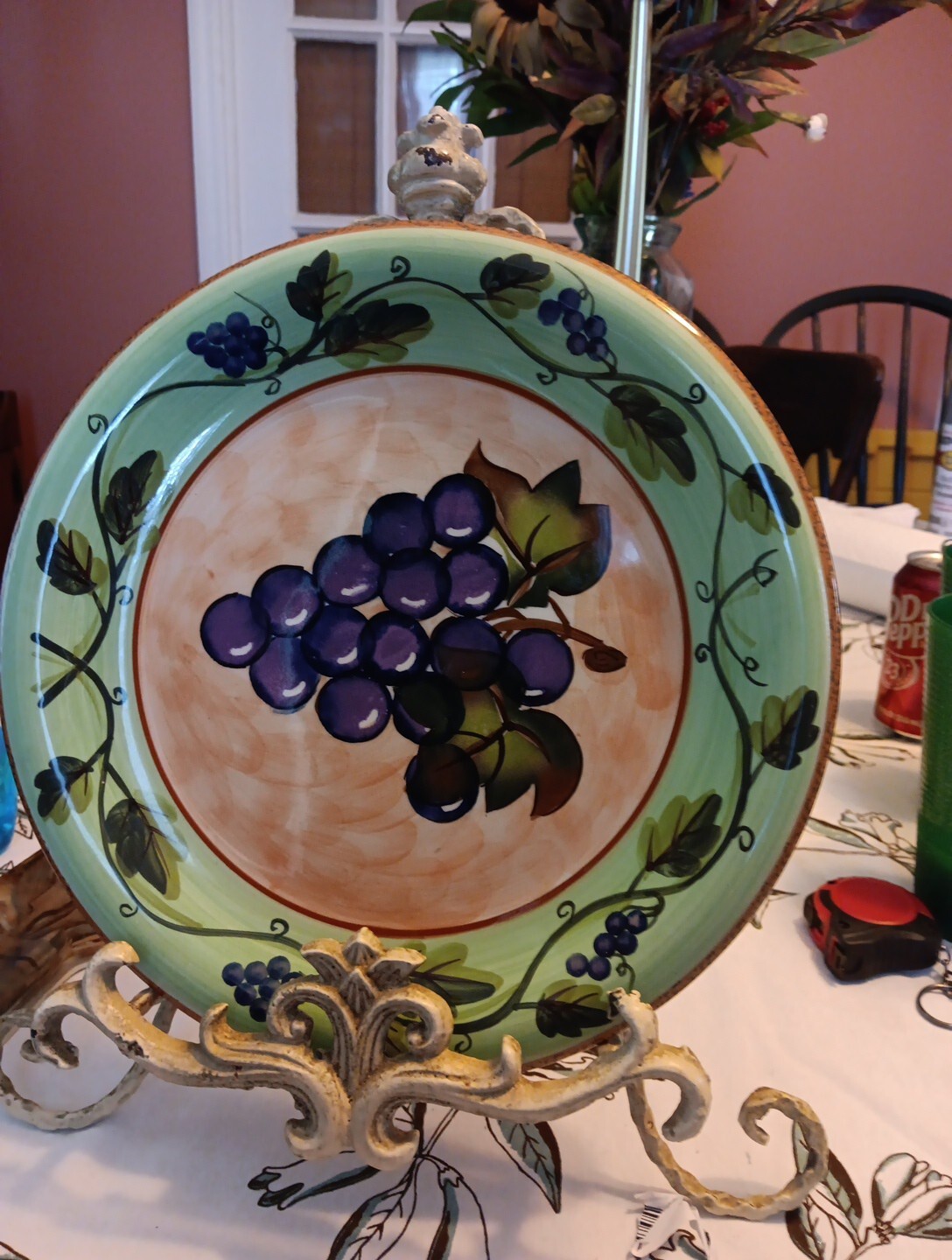 CBK Fruit Design 11-inch Set Of 2 Peach And Grape Hand Painted Dinner ...